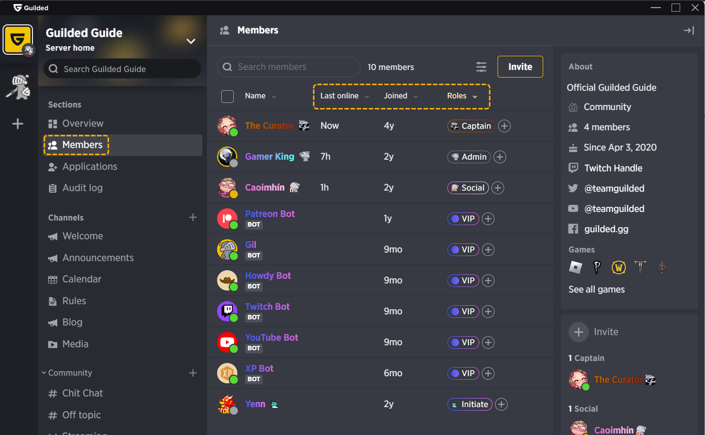 Members List – Guilded