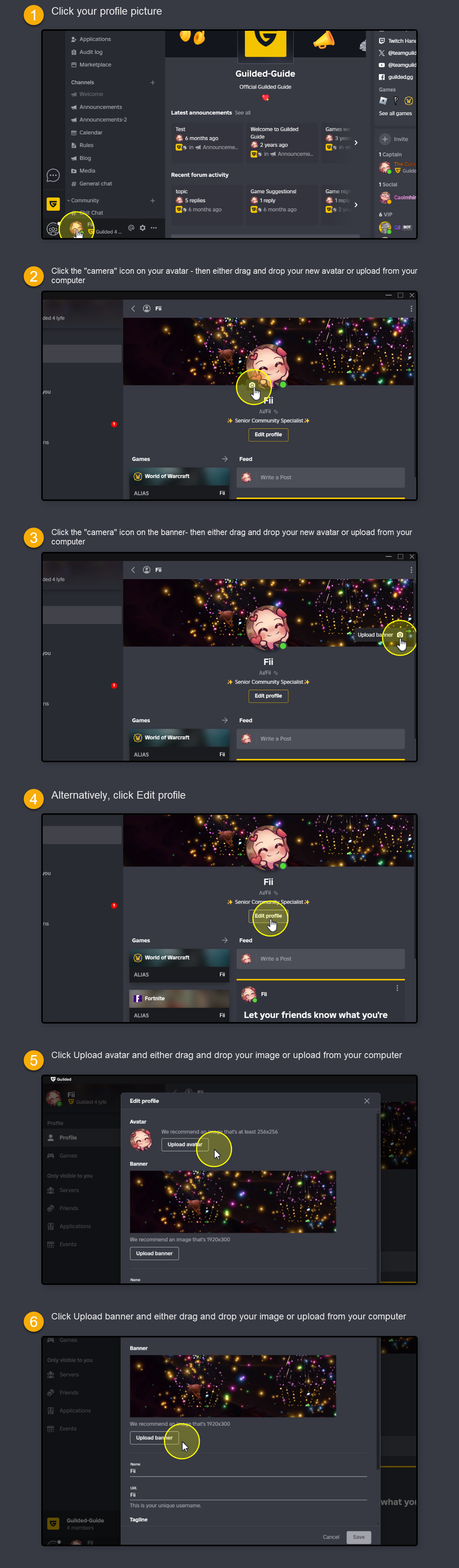 User avatar and banner – Guilded