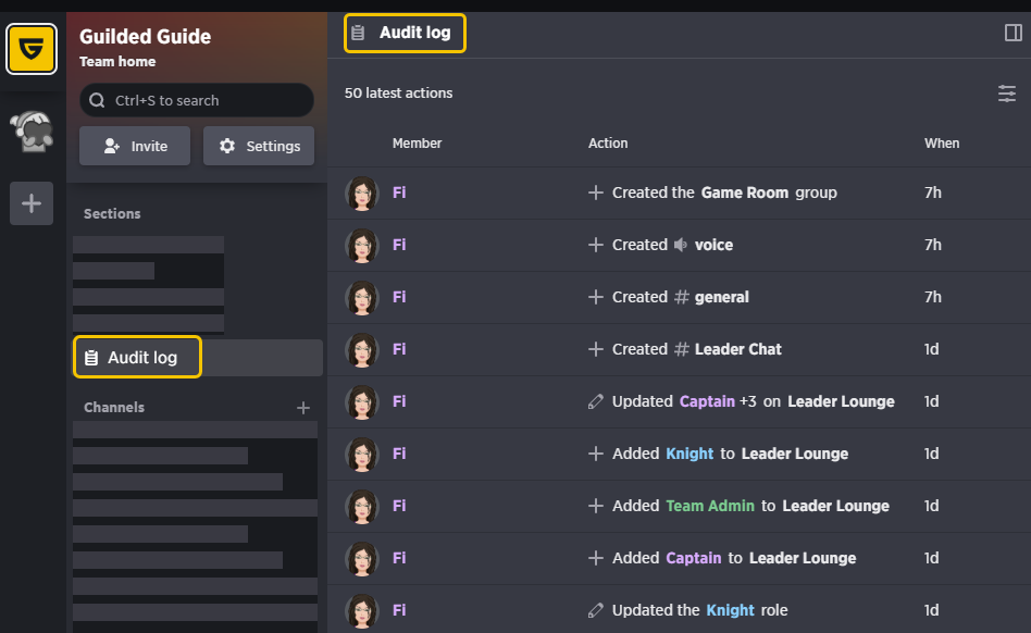 Audit Log – Guilded