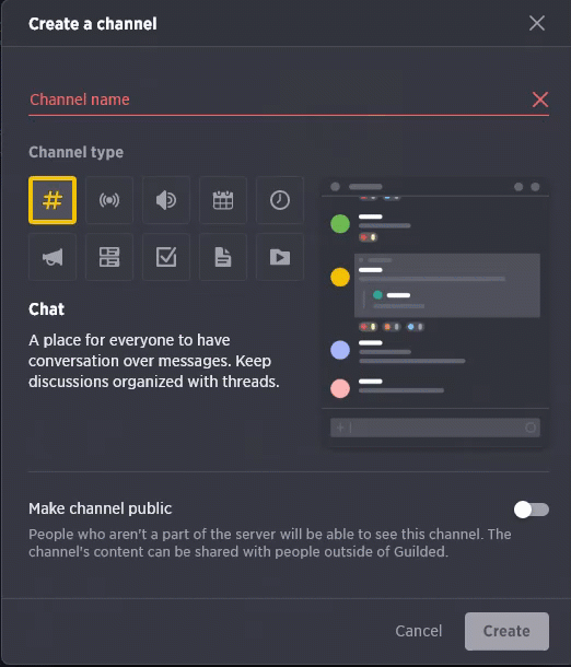 Chat Channels – Guilded