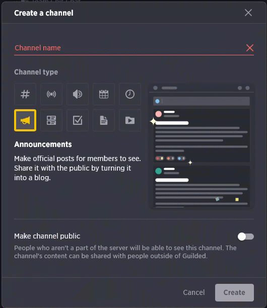 Announcement Channels – Guilded